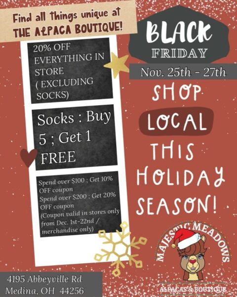 Black Friday At Majestic Meadows | Alpaca Farm & Boutique Medina OH ...